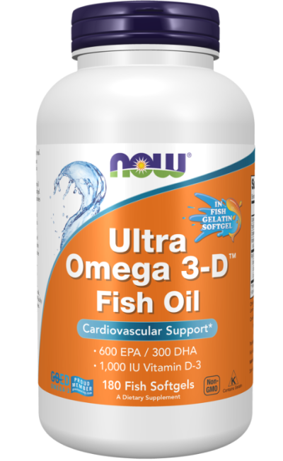 Ultra Omega 3-D, 600 EPA / 300 DHA, 180 Fish Softgels Now foods
