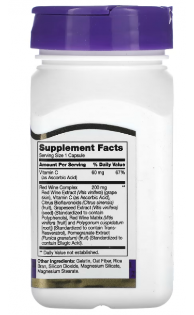Resveratrol Red Wine Extract, 90 Capsules 21st Century